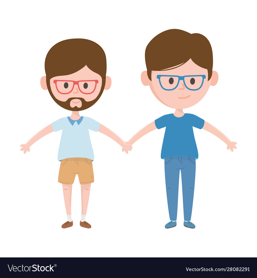 Two men hugging friendly characters Royalty Free Vector