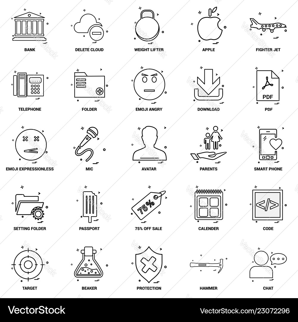 25 business concept mix line icon set Royalty Free Vector