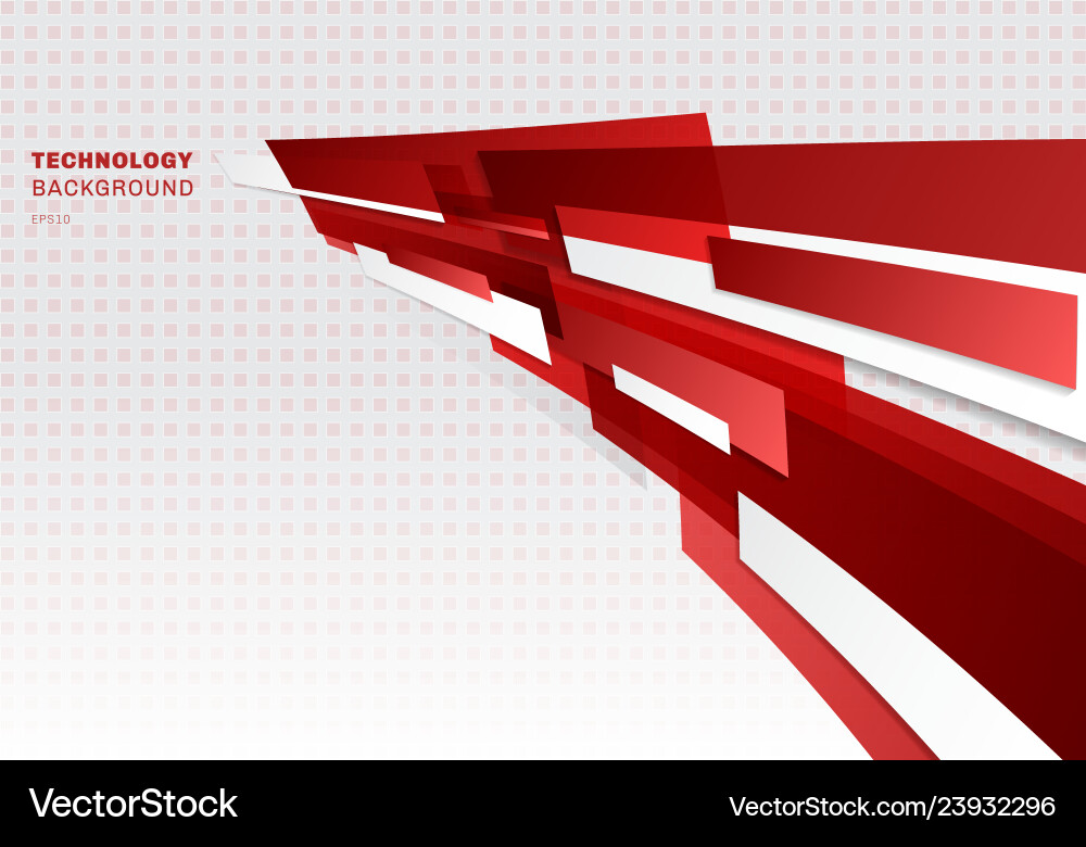 Abstract red and white shiny geometric shapes Vector Image