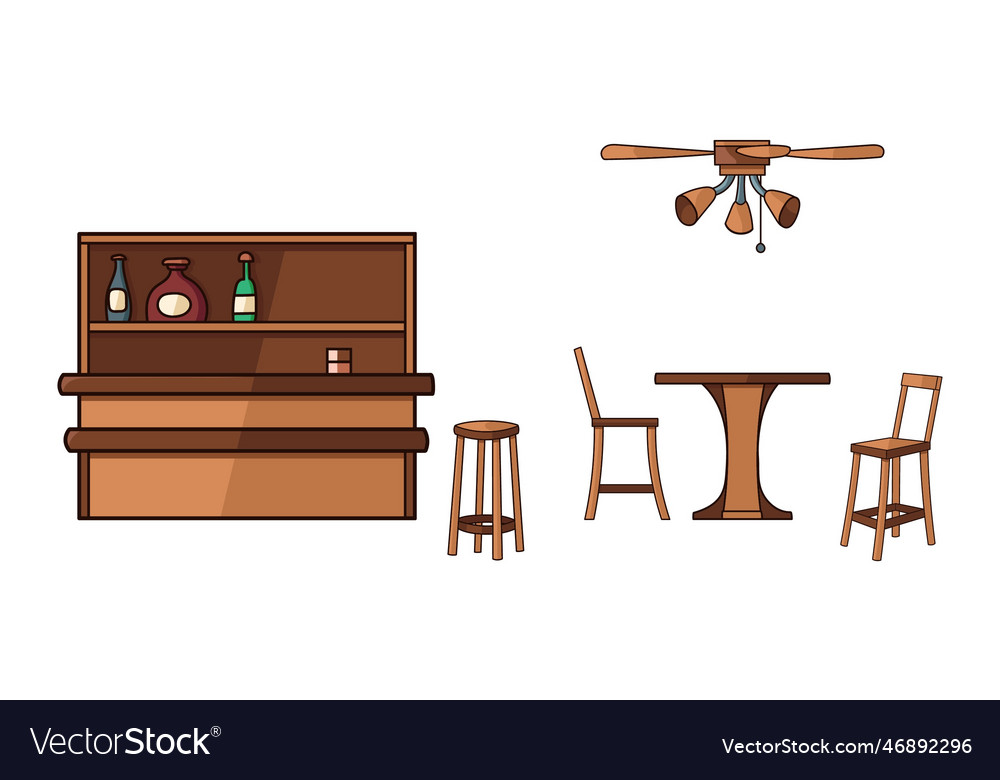 Bar interior element set Royalty Free Vector Image
