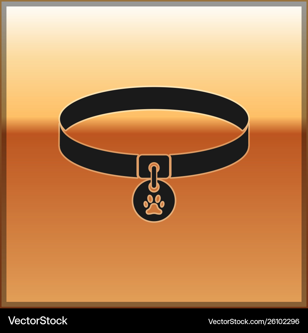 Black collar with name tag icon isolated on gold Vector Image