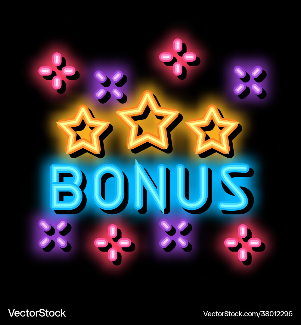 Bonus star logo neon glow icon Royalty Free Vector Image