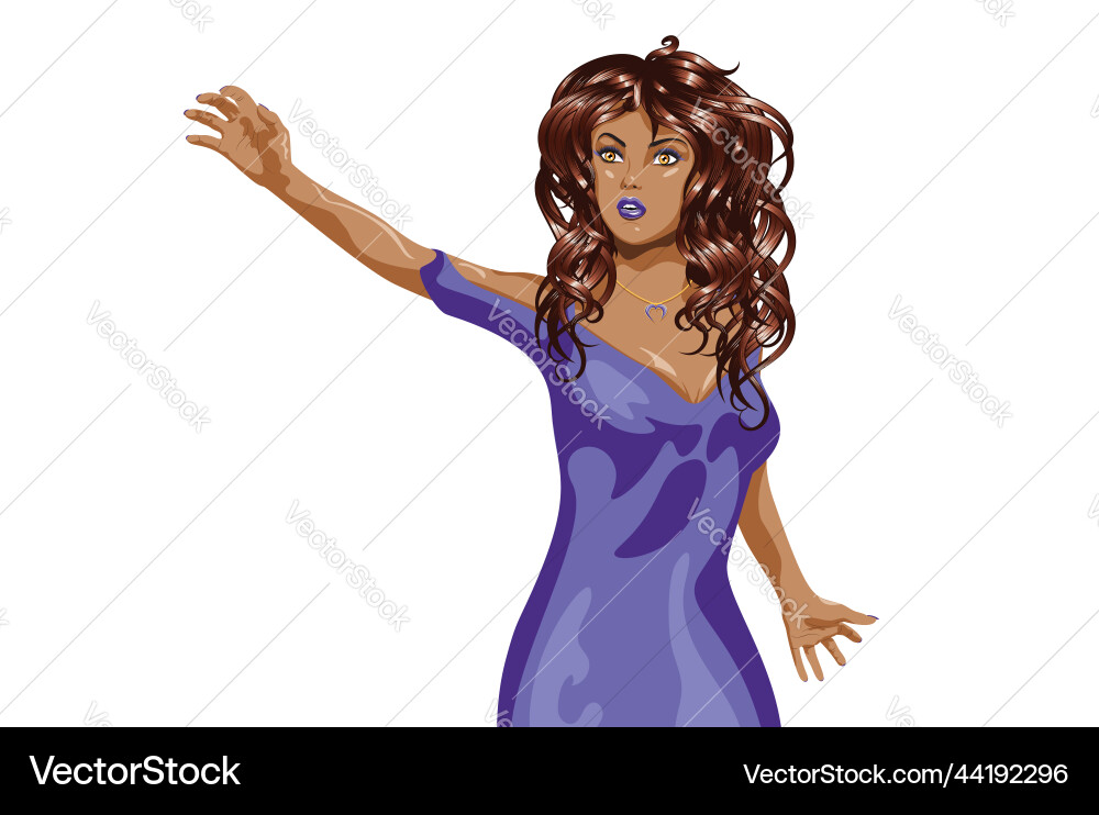Brunette in violet dress Royalty Free Vector Image