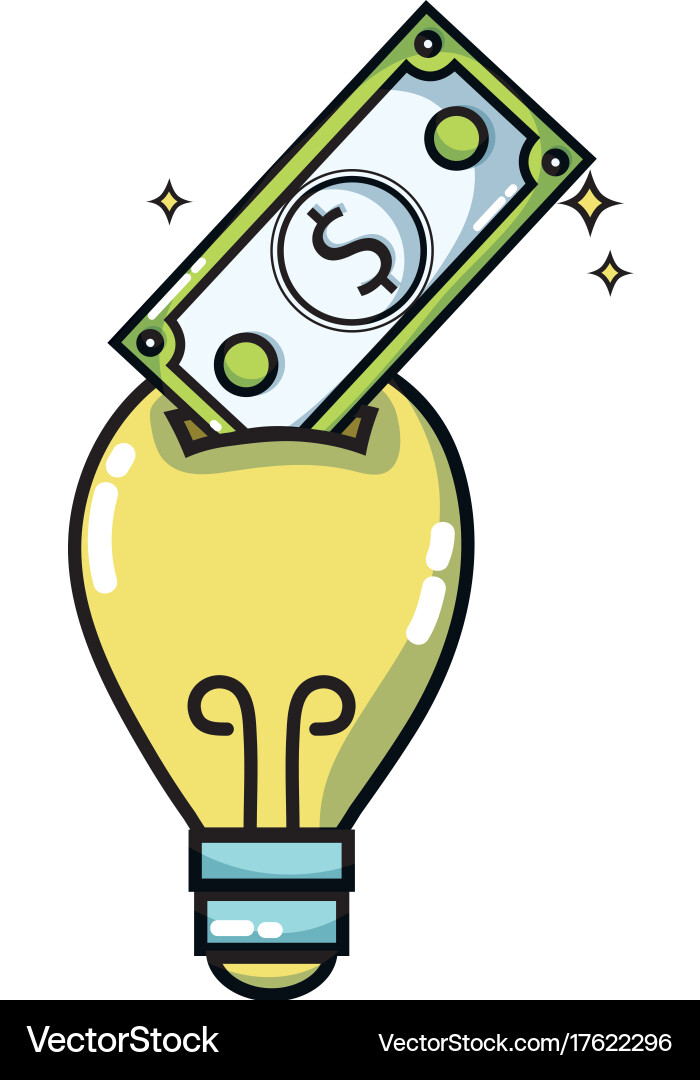 Bulb save bill cash money inside Royalty Free Vector Image