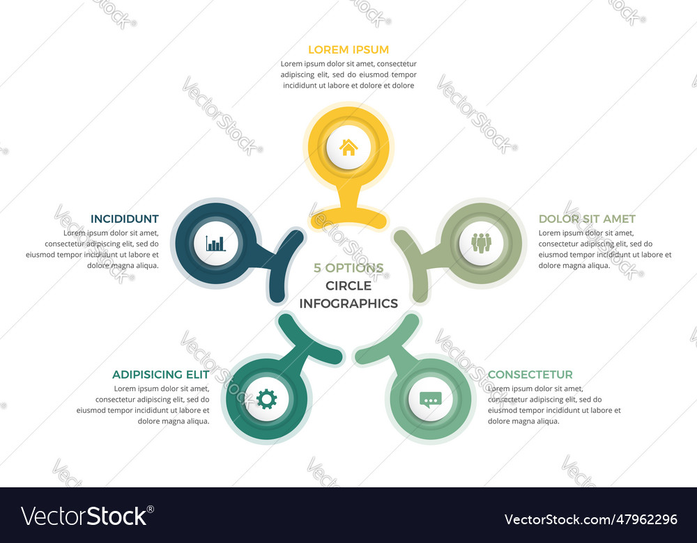 Circle infographics - five elements Royalty Free Vector