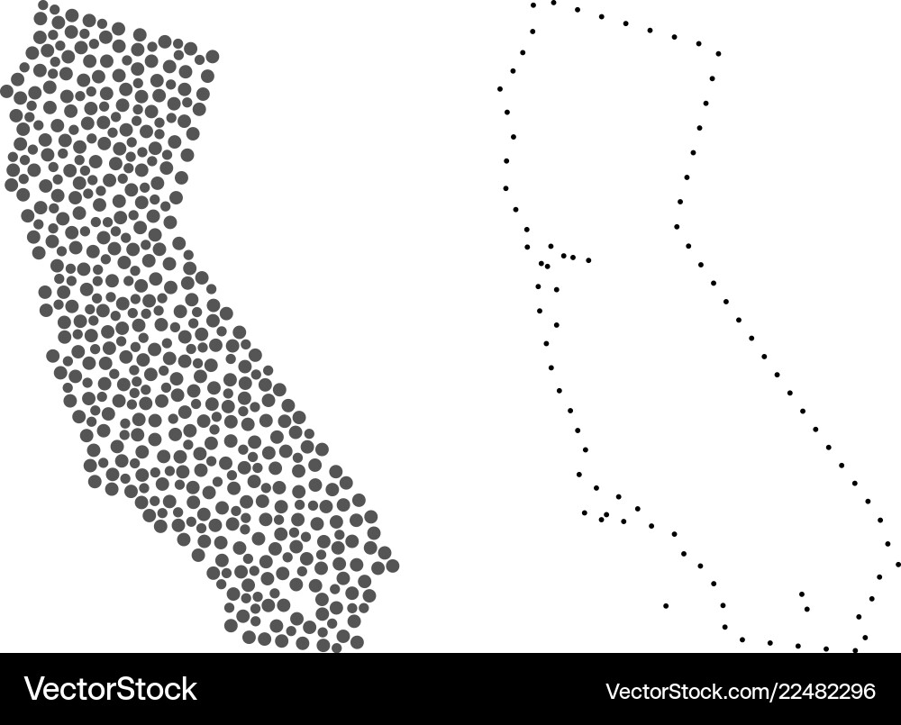 Dot contour map of california Royalty Free Vector Image