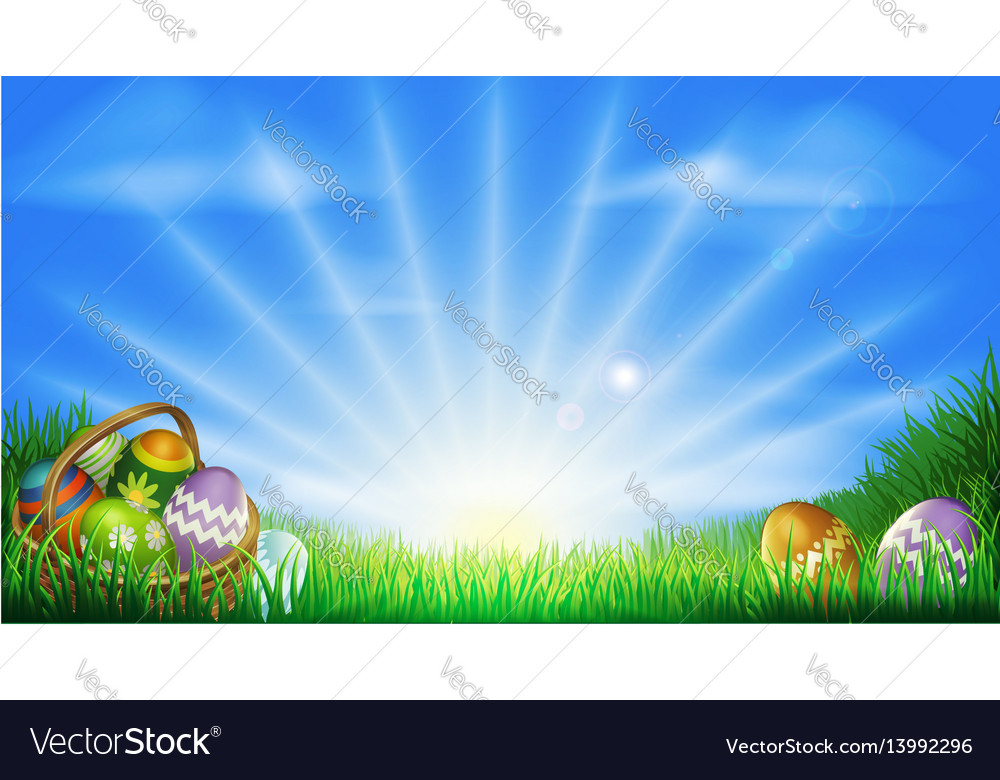 Easter eggs field background Royalty Free Vector Image