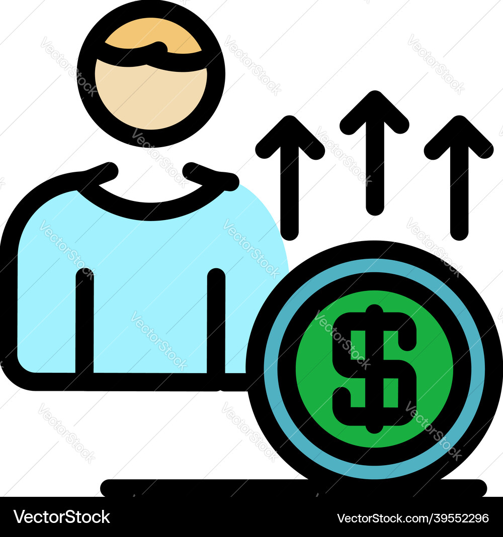 Increase money icon color outline Royalty Free Vector Image