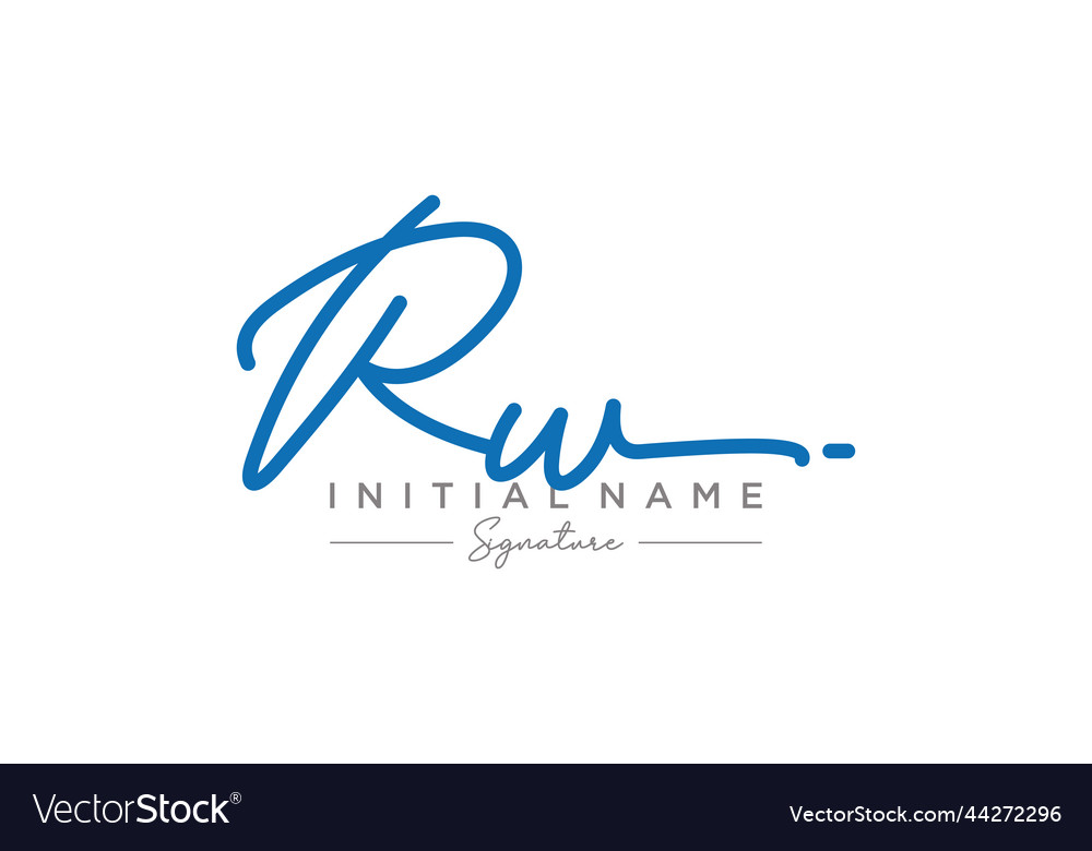 Initial rw signature logo template hand drawn Vector Image Initial rw signature logo template hand drawn Vector Image
