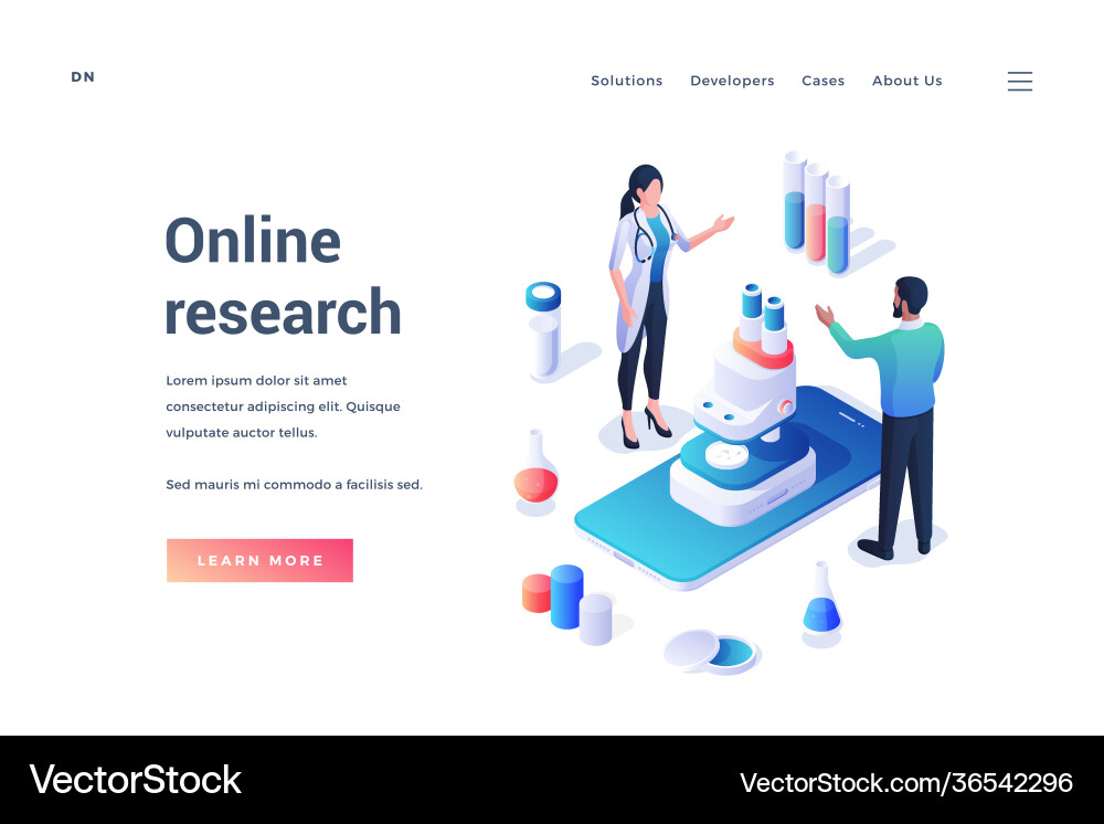 Internet website with service online research Vector Image