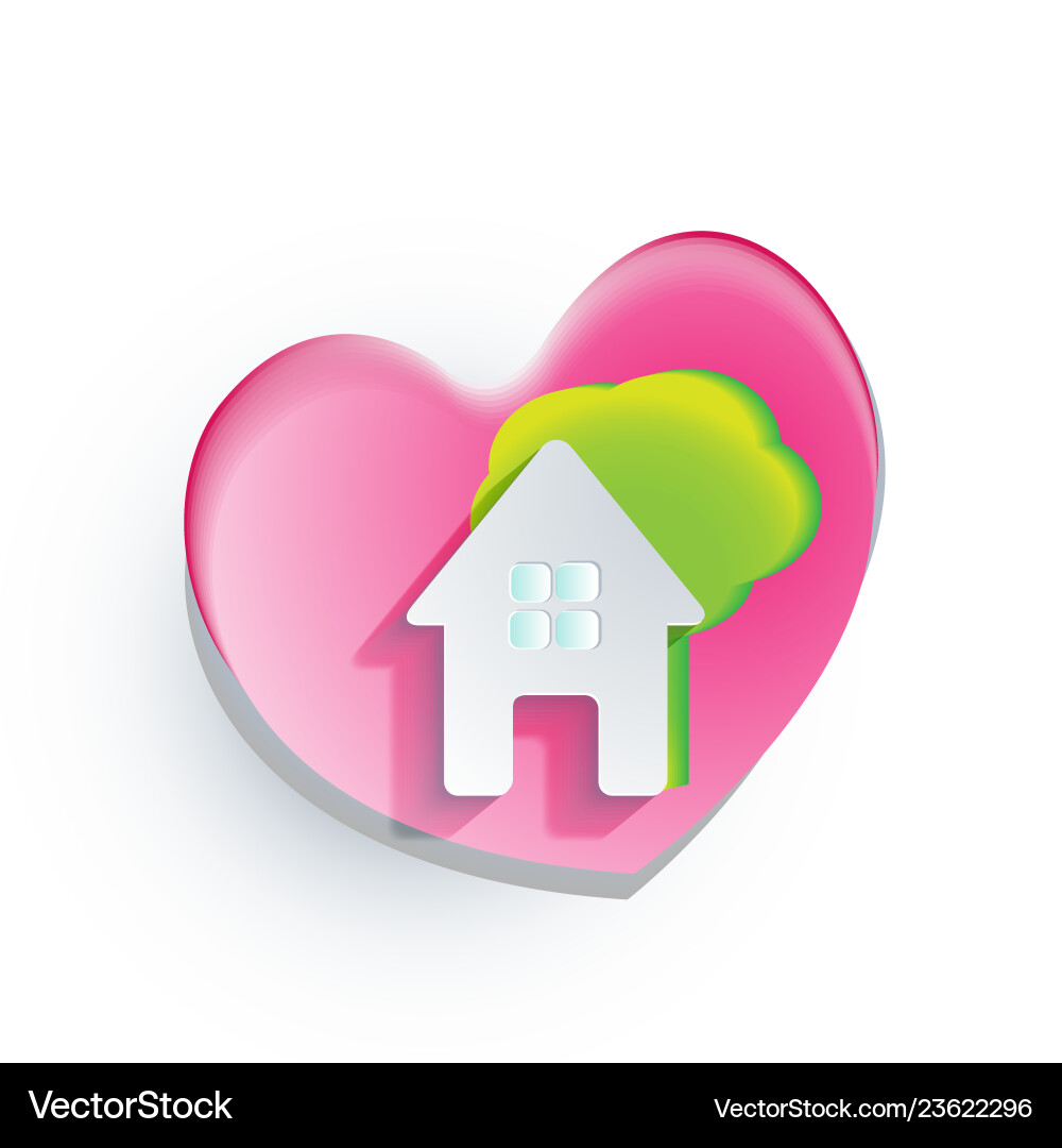 Logo house heart shape tree Royalty Free Vector Image