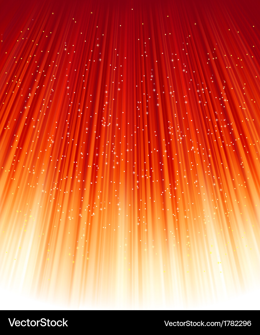 Magic stars on rays of red golden light Royalty Free Vector