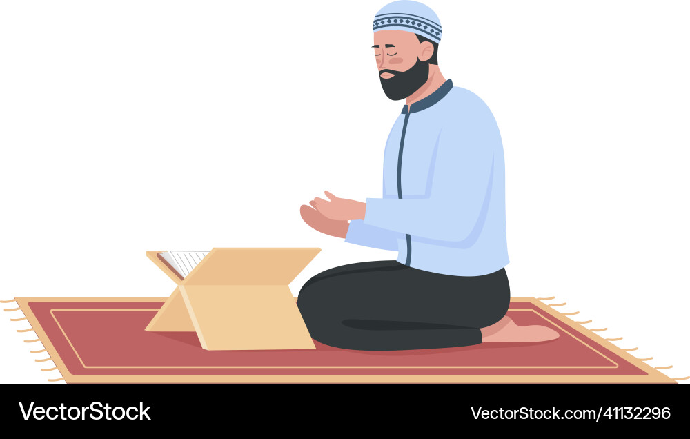 Man praying in mosque semi flat color character Vector Image