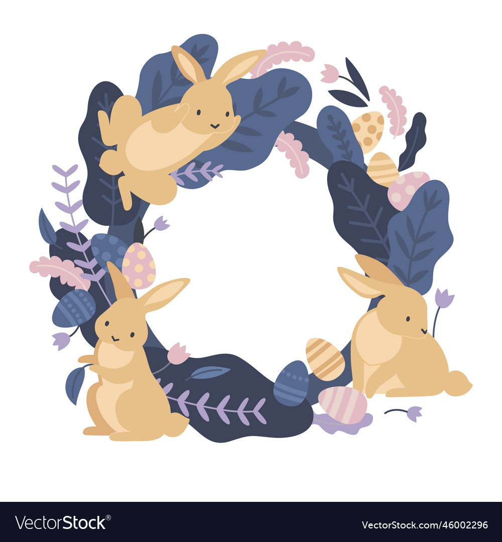 Rabbits circle frame composition Royalty Free Vector Image