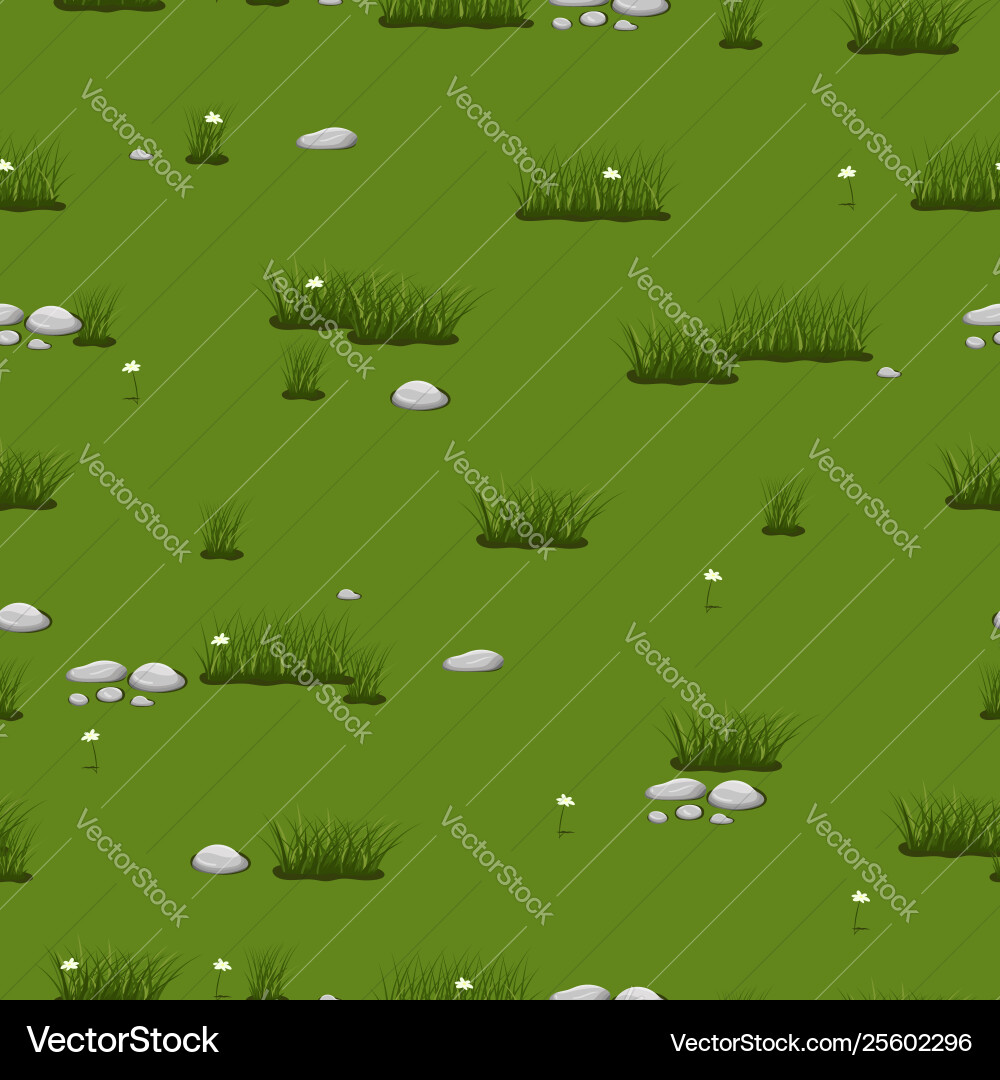 Seamless texture with green grass and stones Vector Image