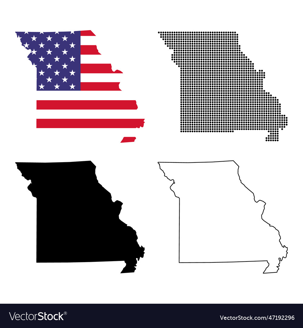 Set of missouri map united states of america flat Vector Image