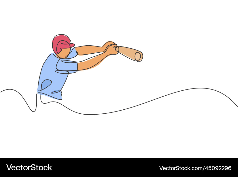 Single continuous line drawing of young agile man Vector Image