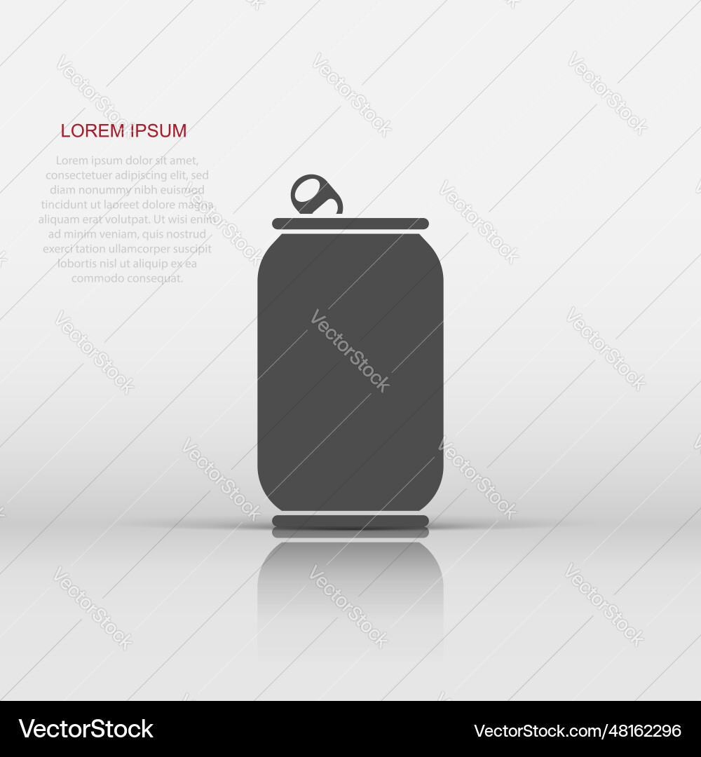 Soda can icon in flat style drink bottle Vector Image