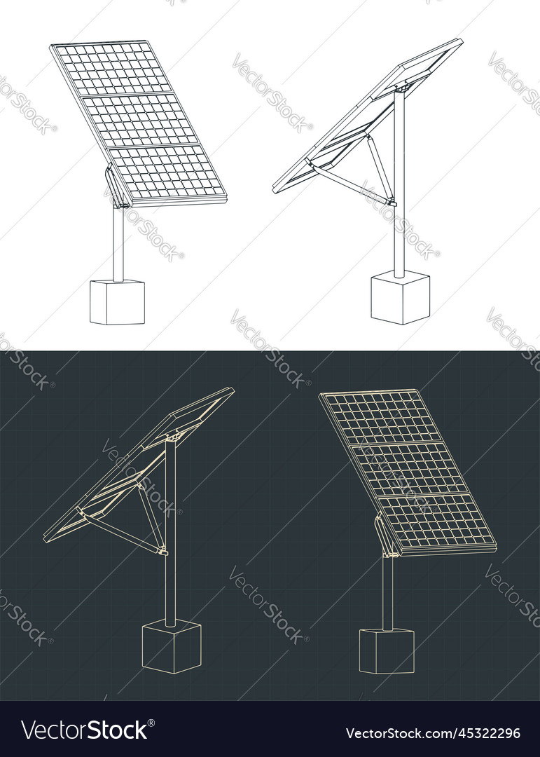 Solar panel blueprints Royalty Free Vector Image Solar panel blueprints Royalty Free Vector Image