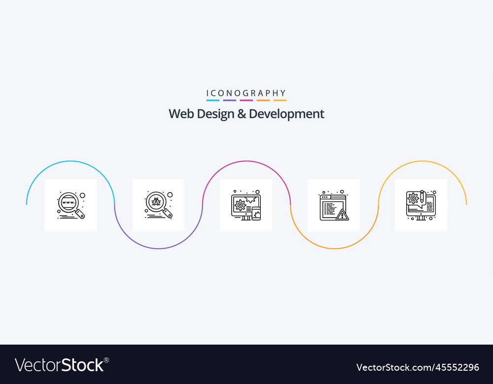 Web design and development line 5 icon pack Vector Image