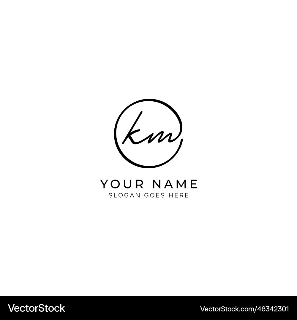 K m km initial letter handwritten signature logo Vector Image