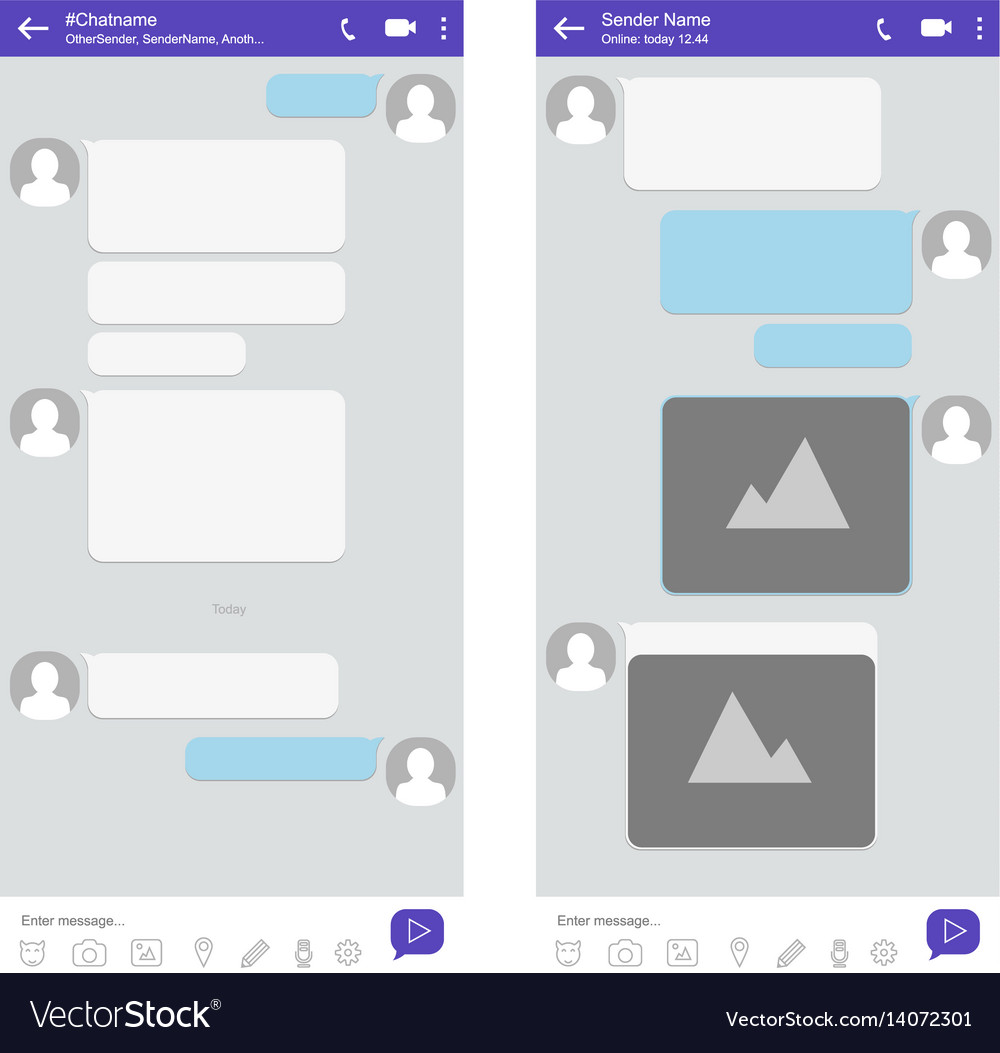 Mobile phone chat interface Royalty Free Vector Image