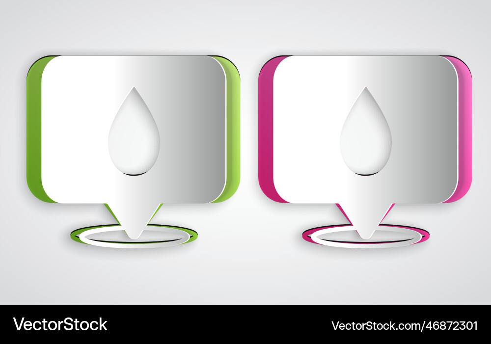 Paper cut water drop with location icon isolated Vector Image