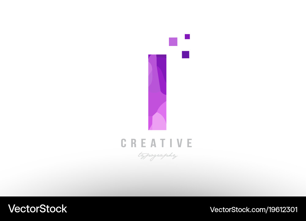 Pink alphabet letter logo i with squares Vector Image