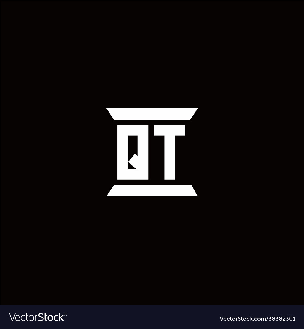 Qt logo monogram with pillar shape designs Vector Image