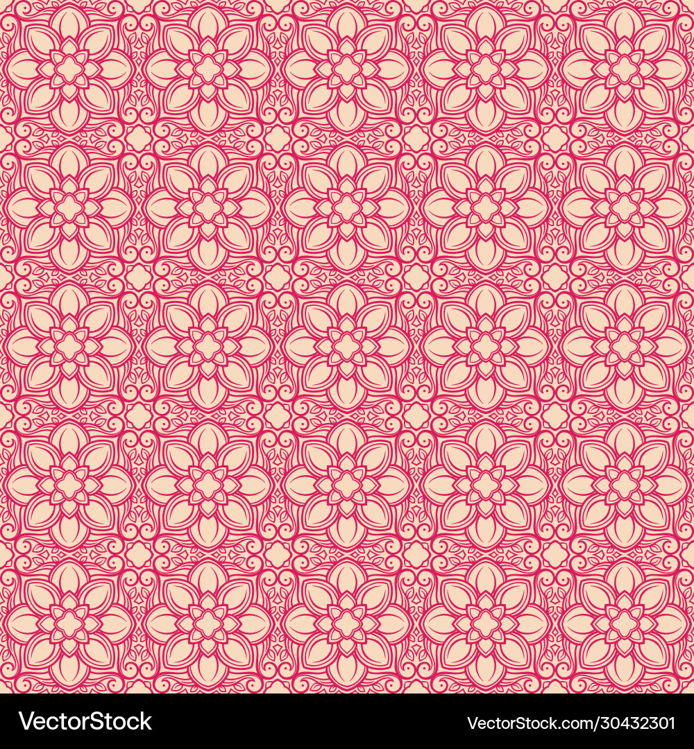 Retro pink flowers on a beige background Vector Image
