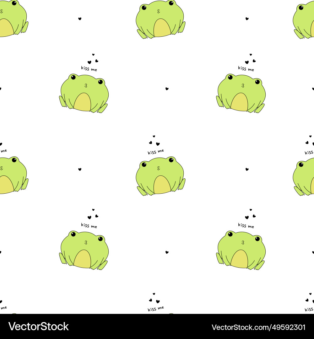 Seamless pattern with funny frog kiss can be used Vector Image