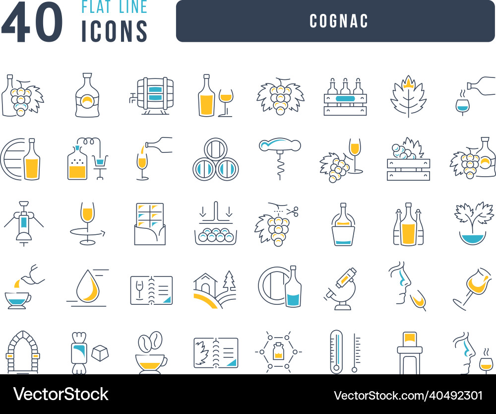 Set of linear icons cognac Royalty Free Vector Image