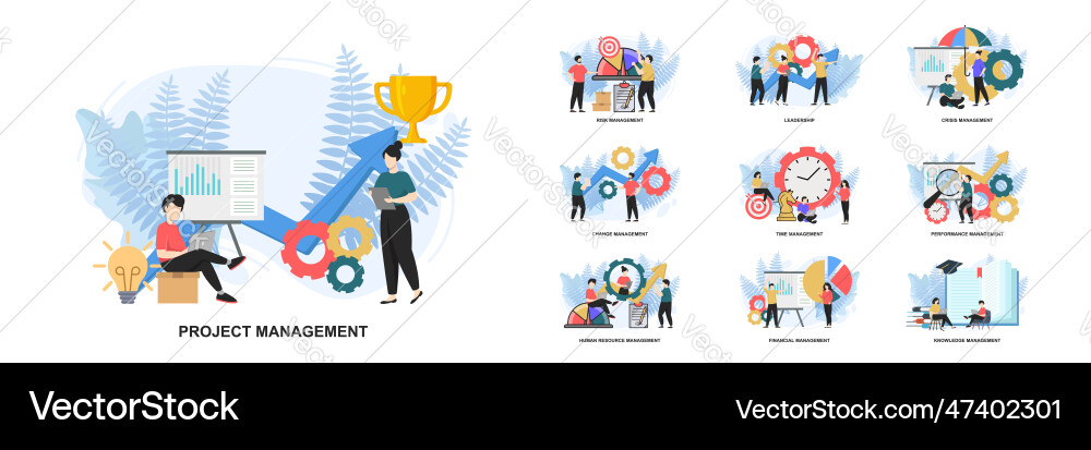 Set of web page design templates for management Vector Image