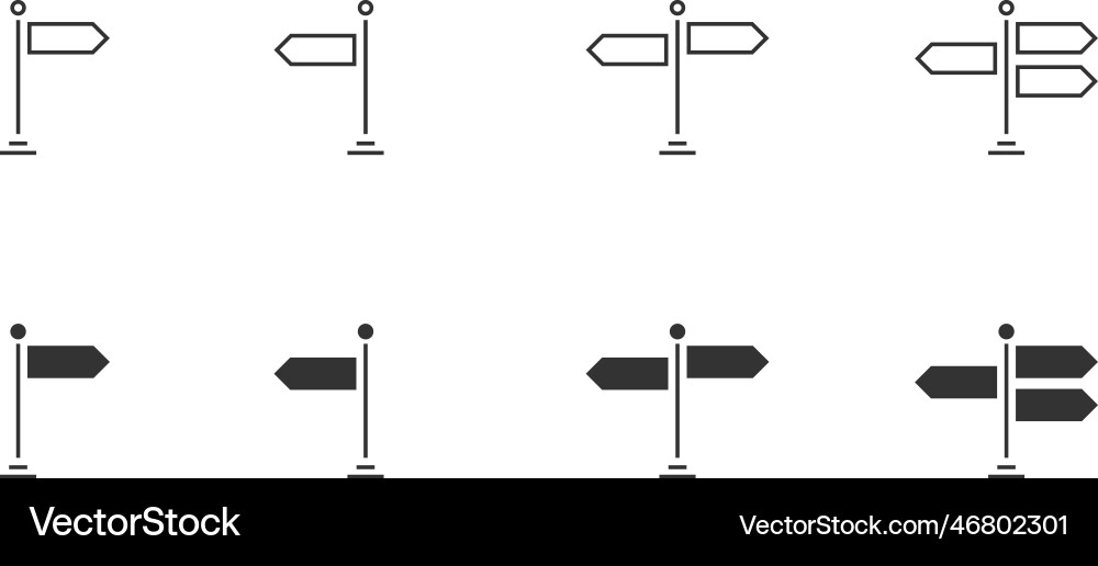 Signpost traffic direction board icons set glyph Vector Image