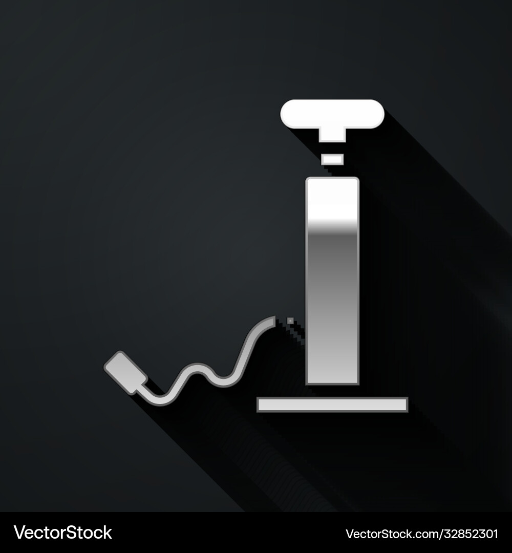 Silver car air pump icon isolated on black Vector Image
