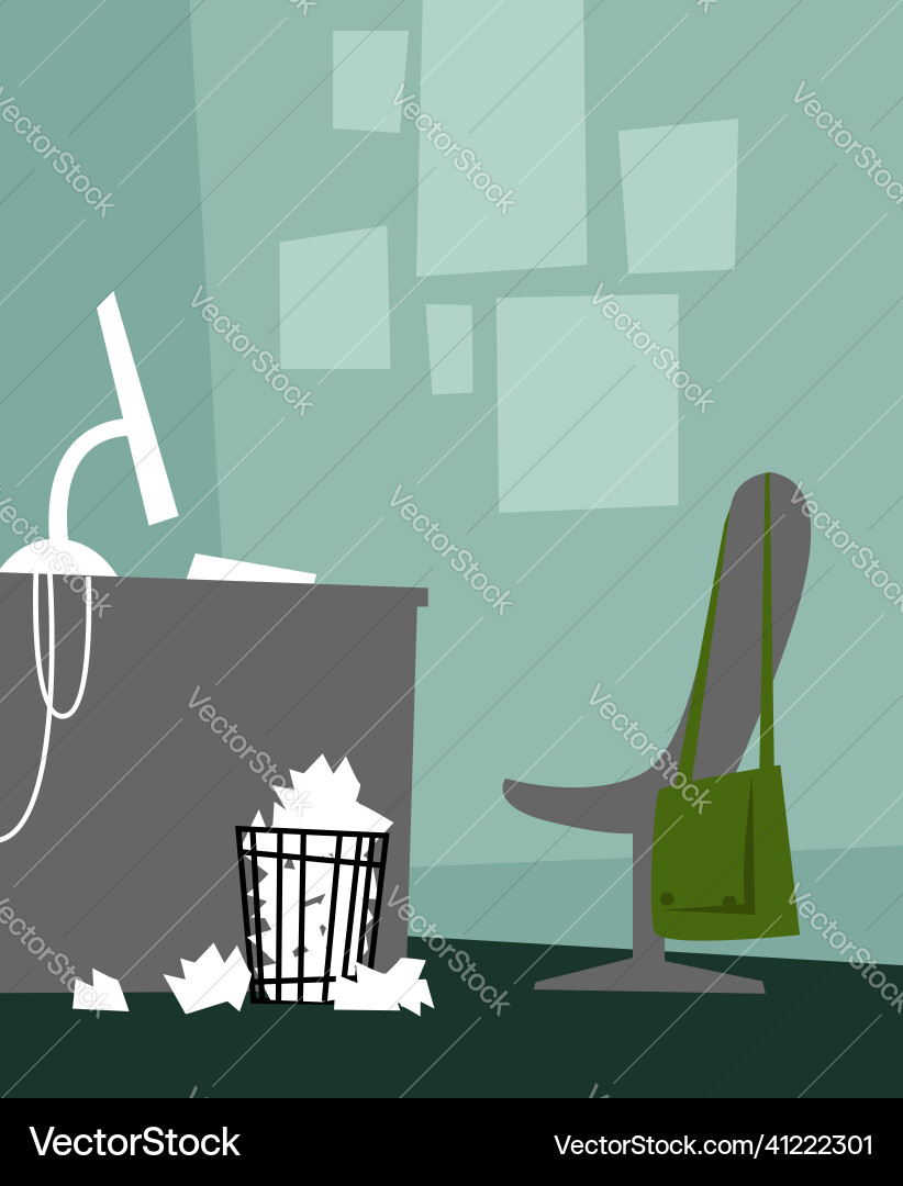 Workplace at the end of working day Royalty Free Vector