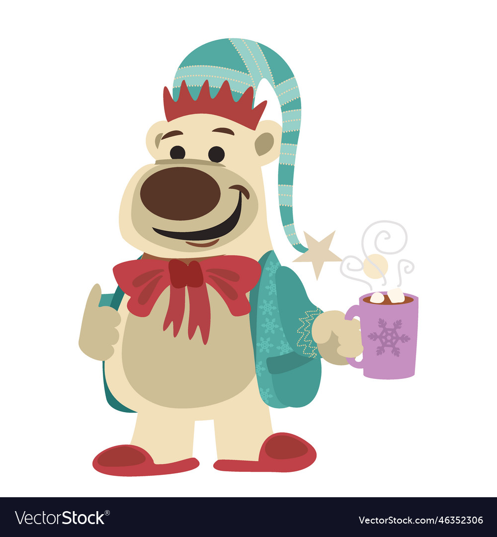 Bear with hot chocolate Royalty Free Vector Image