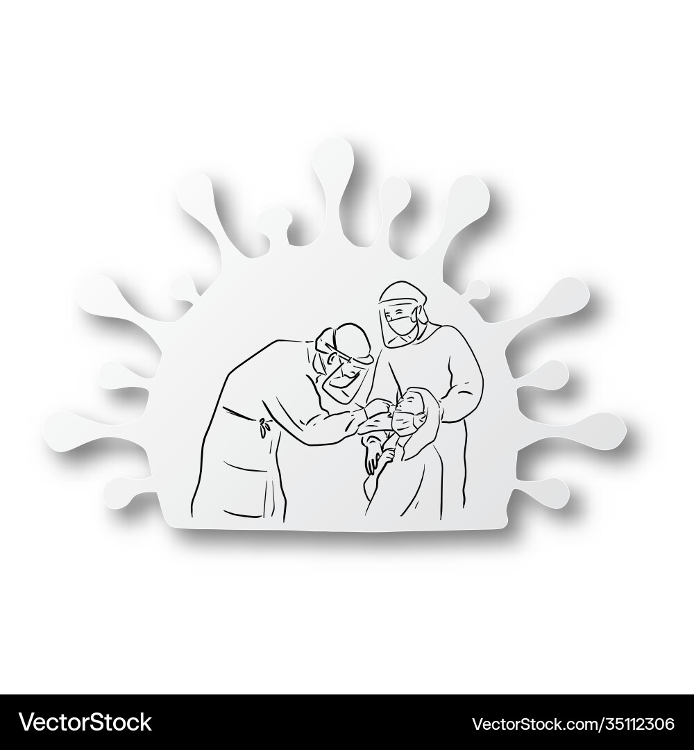 Black line hand drawn collecting a swab sample Vector Image