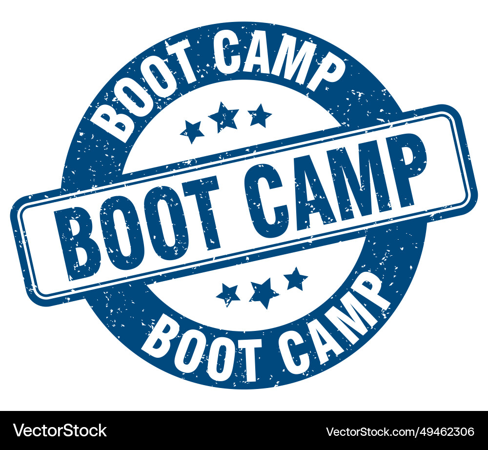 Boot camp stamp label round grunge sign Royalty Free Vector