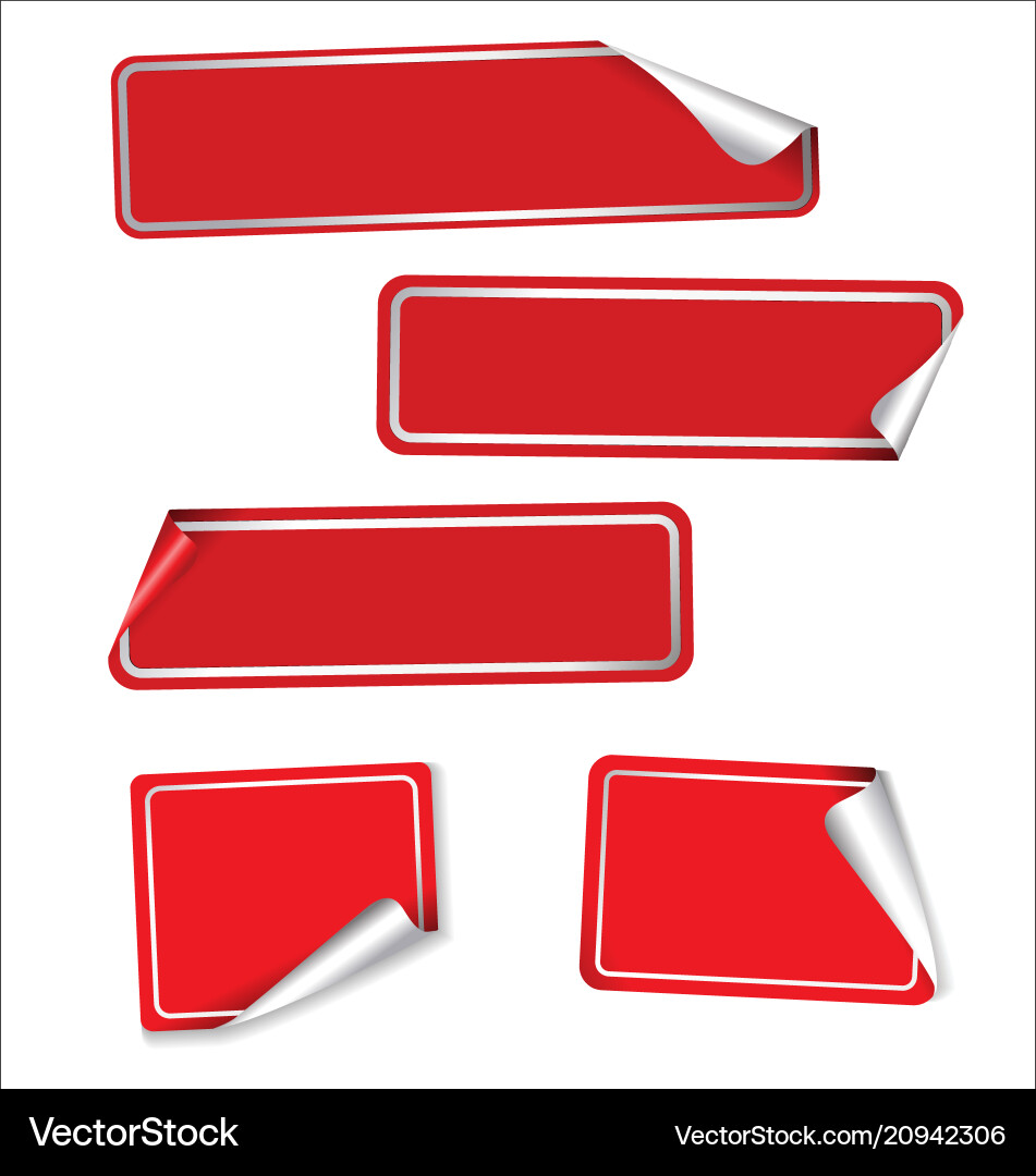 Collection of red labels with rounded corners Vector Image