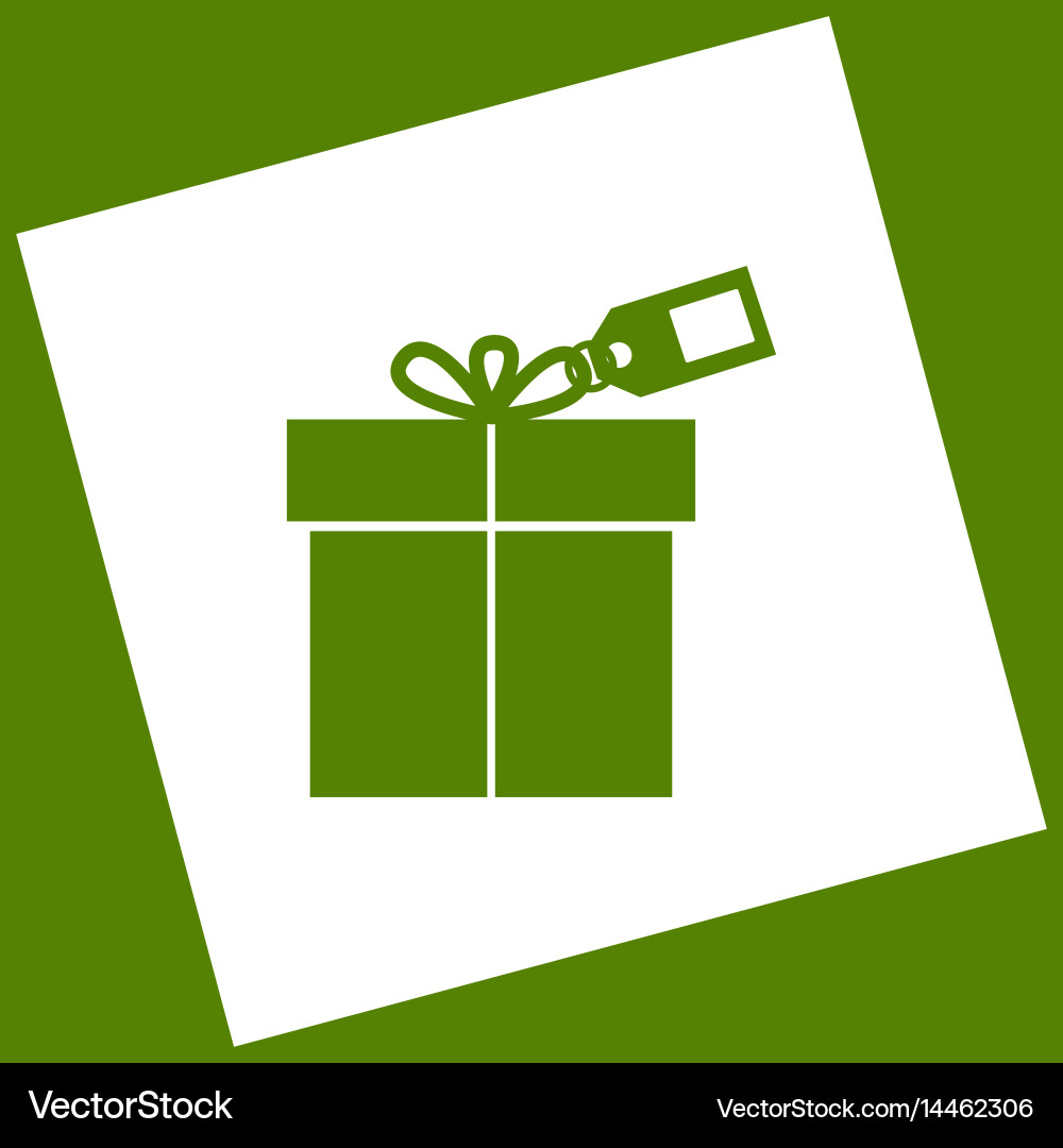 Gift sign with tag white icon obtained Royalty Free Vector