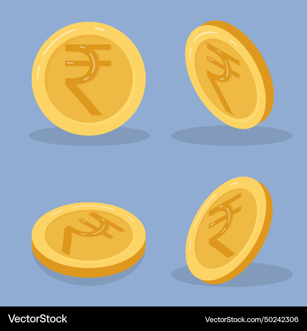 Gold coin with rupee sign Royalty Free Vector Image