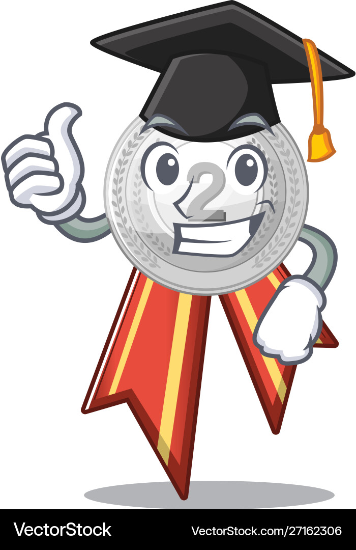 Graduation silver medal isolated with the Vector Image