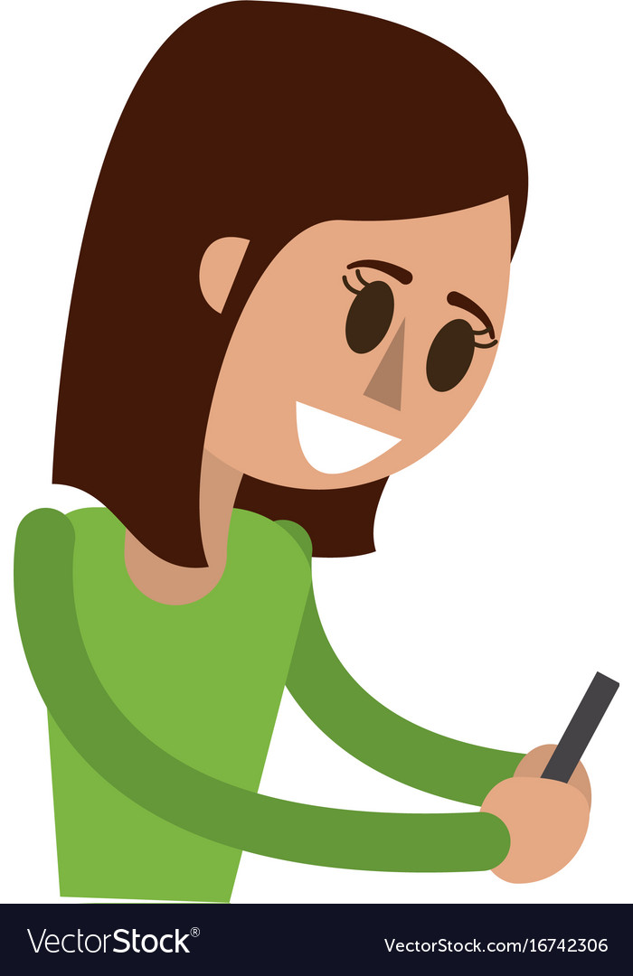 Happy woman using cellphone icon image Royalty Free Vector