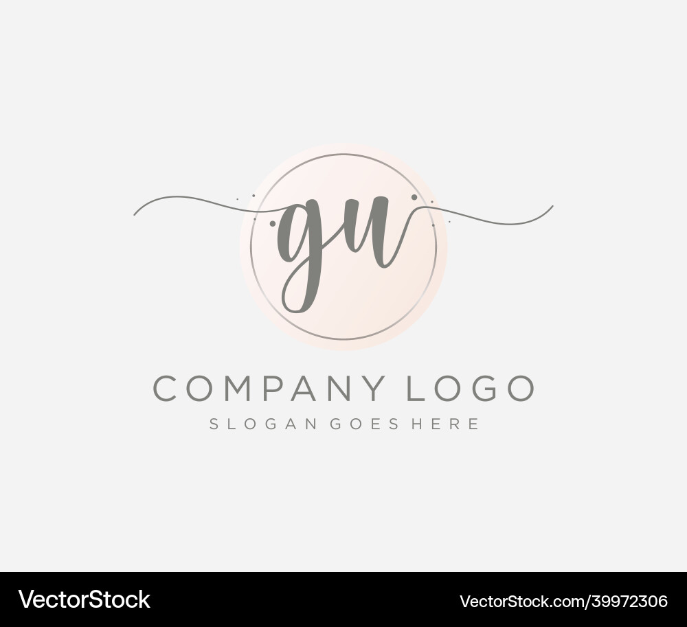 Initial gu feminine logo usable for nature salon Vector Image