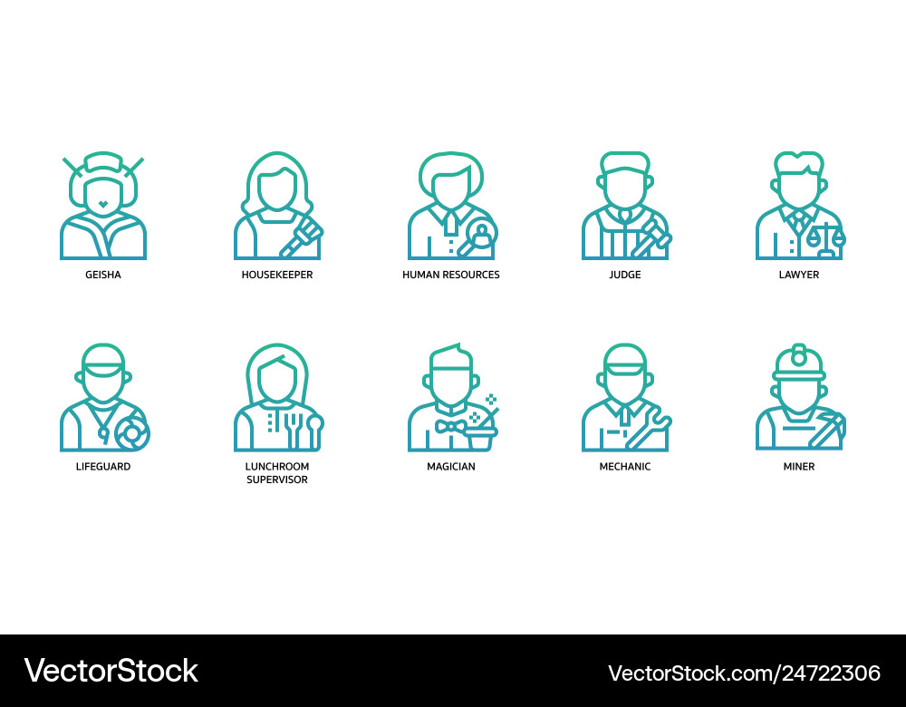 Jobs and occupations icons set Royalty Free Vector Image