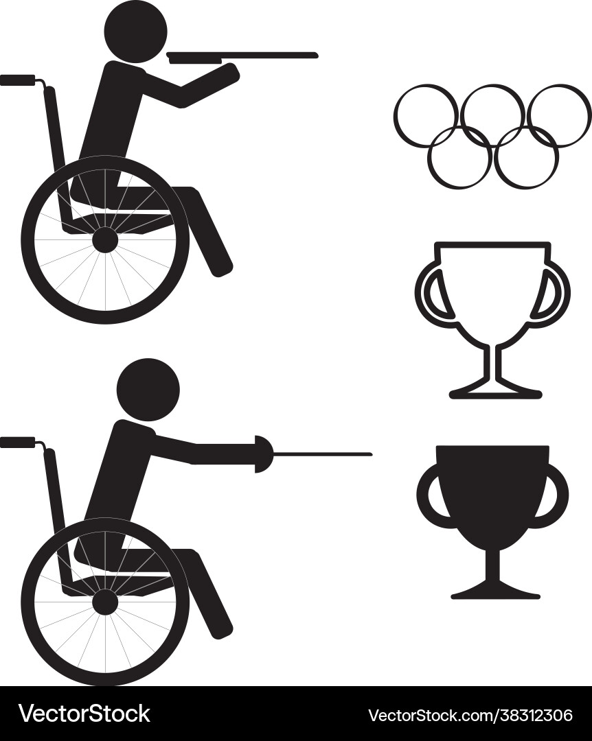 Paralympic sport black icon set Royalty Free Vector Image