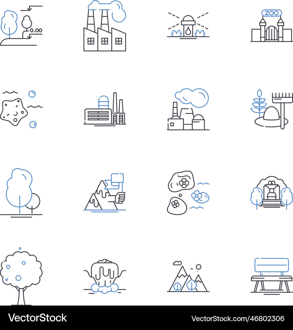 Rainforest canopies line icons collection canopy Vector Image