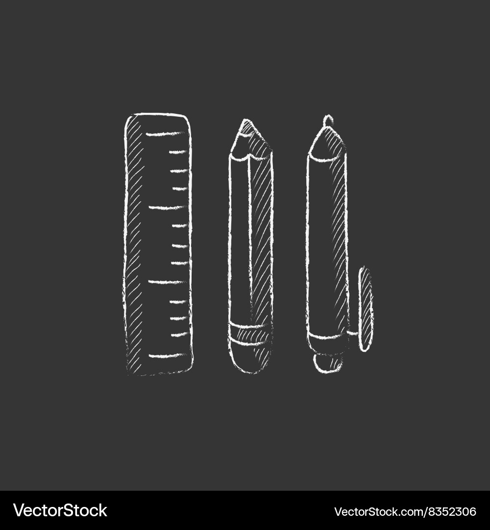 School supplies drawn in chalk icon Royalty Free Vector