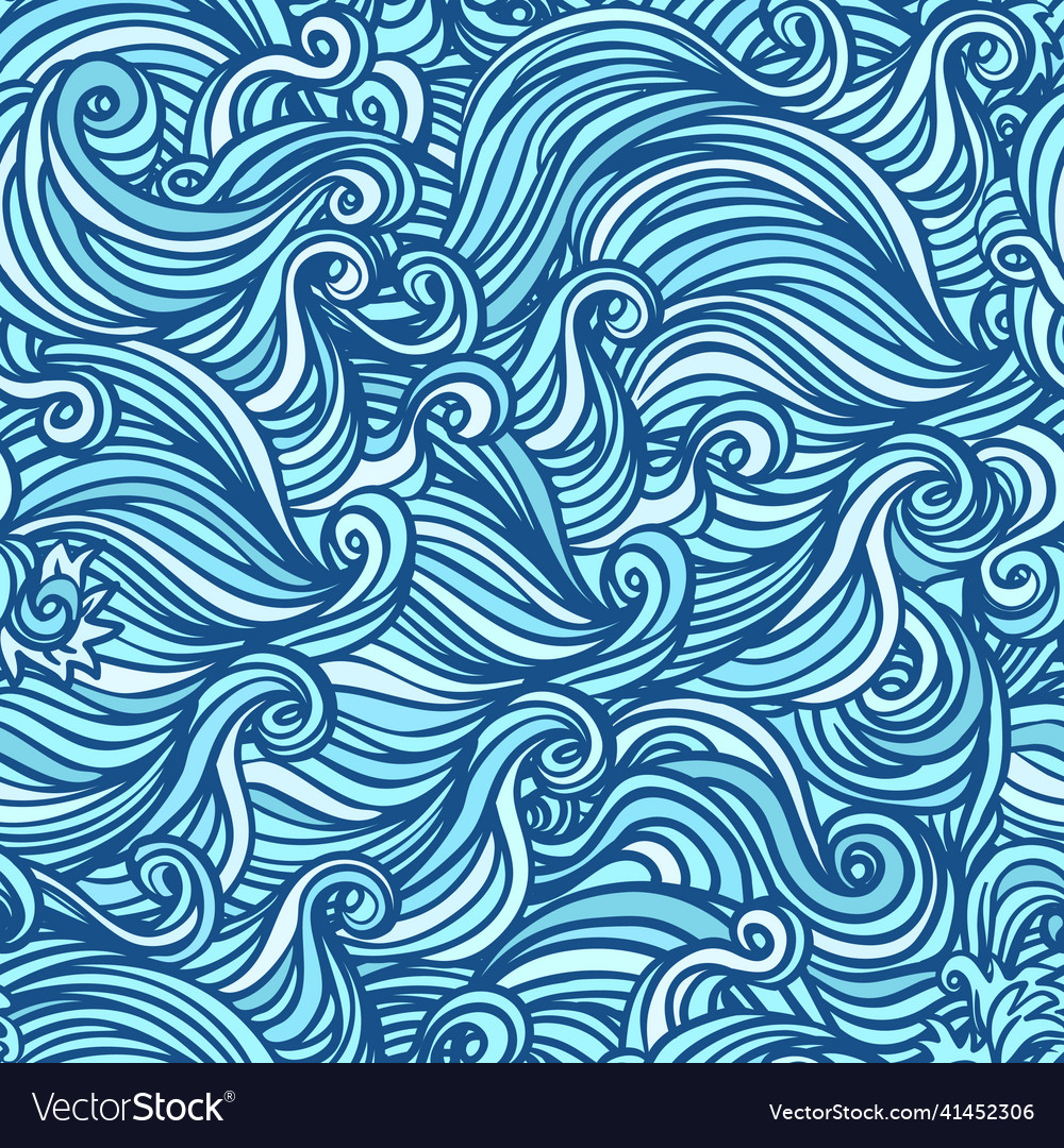 Seamless blue abstract hand-drawn pattern Vector Image